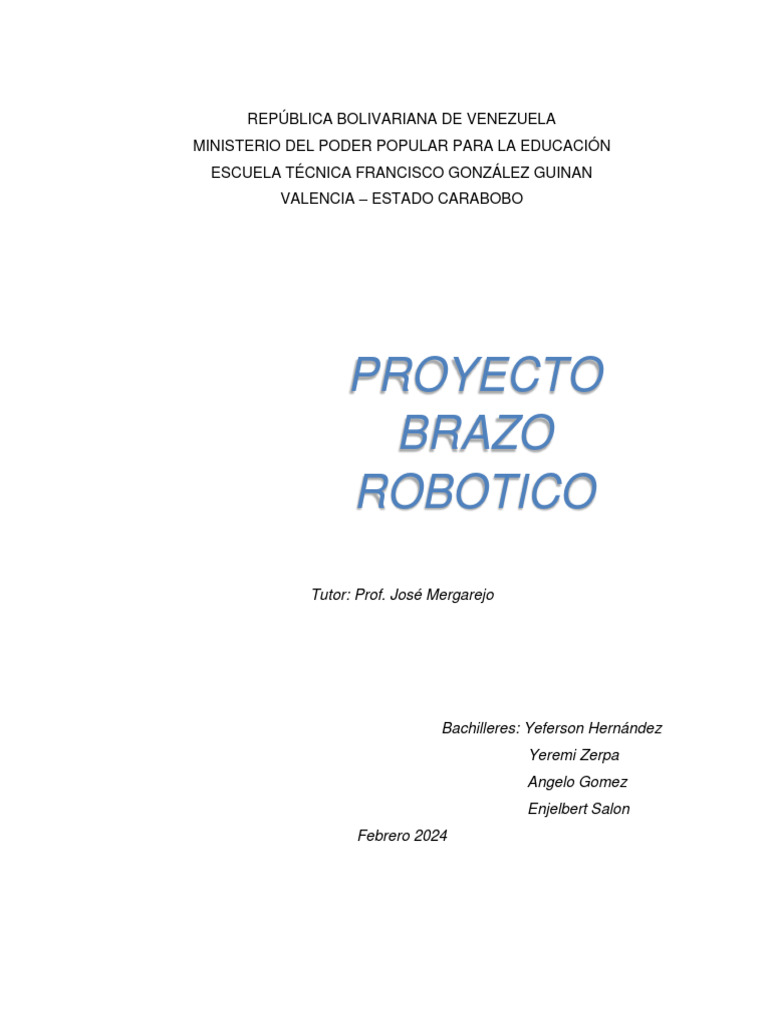 Brazo Robotico Con Arduino | PDF | Robot | Robótica Brazo Robotico Con Arduino | PDF | Robot | Robótica