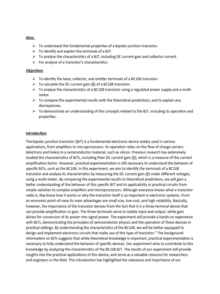 ECD Lab Report | PDF | Bipolar Junction Transistor | Transistor