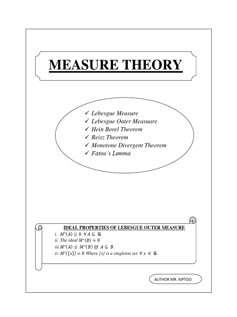 Measure Theory Pdf Pdf Measure Mathematics Real Number