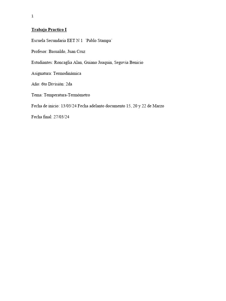 Trabajo Practico I | PDF | Fahrenheit | Celsius