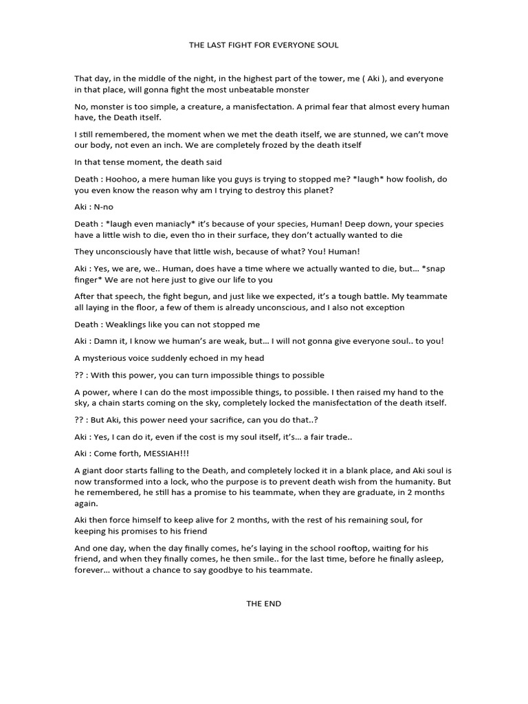THE LAST FIGHT FOR EVERYONE SOUL Storytelling | PDF