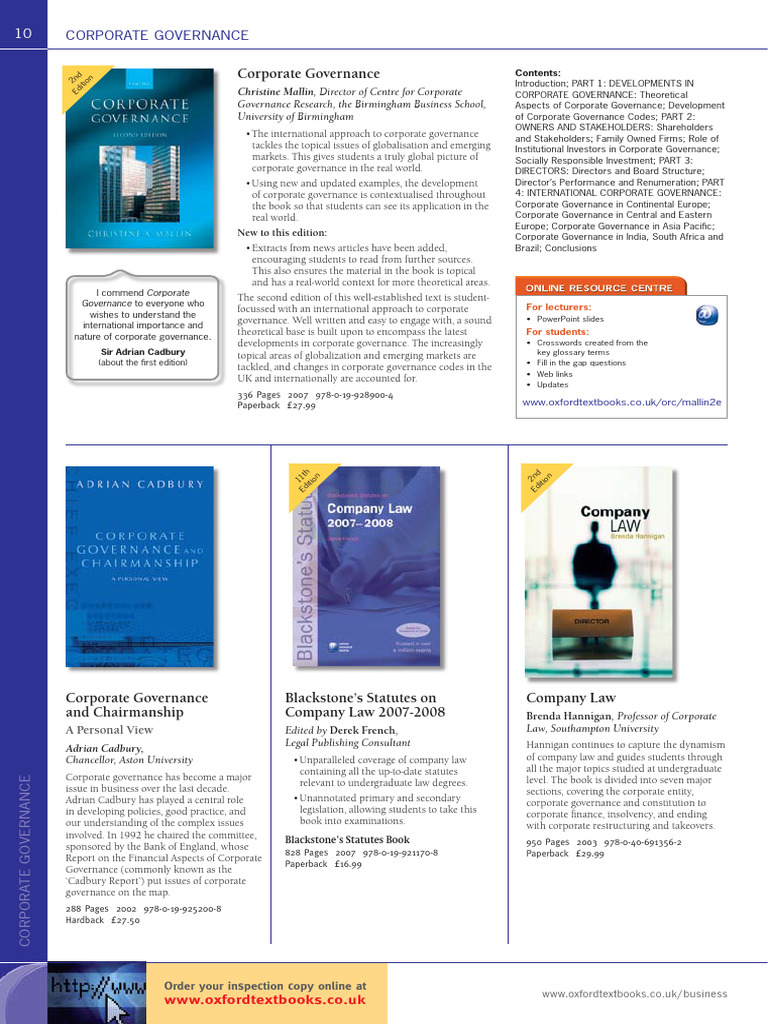 Company Law Books | PDF | Corporate Governance | Governance