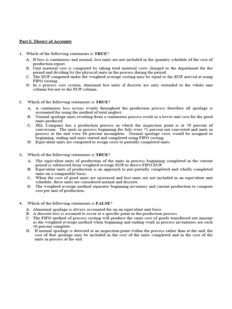 Process Costing Pdf Inventory