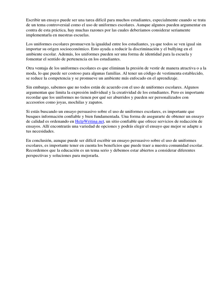 La Importancia de Usar Uniformes Escolares | PDF | Ensayos