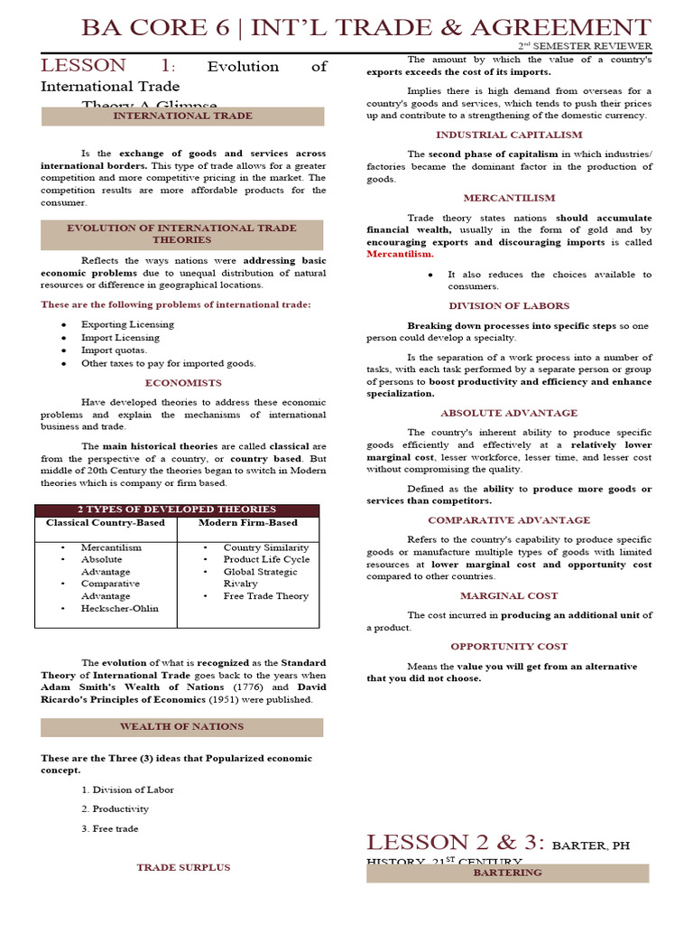 Ba Core 6 - Unit 1 - Reviewer | PDF | Money | Barter