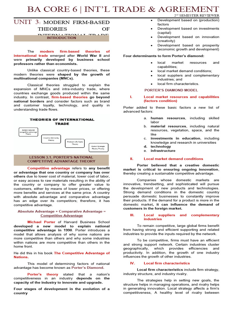 Ba Core 6 - Unit 3 - Reviewer | PDF | Competitive Advantage | Market ...