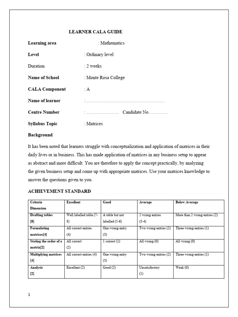 Maths_CALA_1 (1) | PDF | Matrix (Mathematics) | Matrix Theory