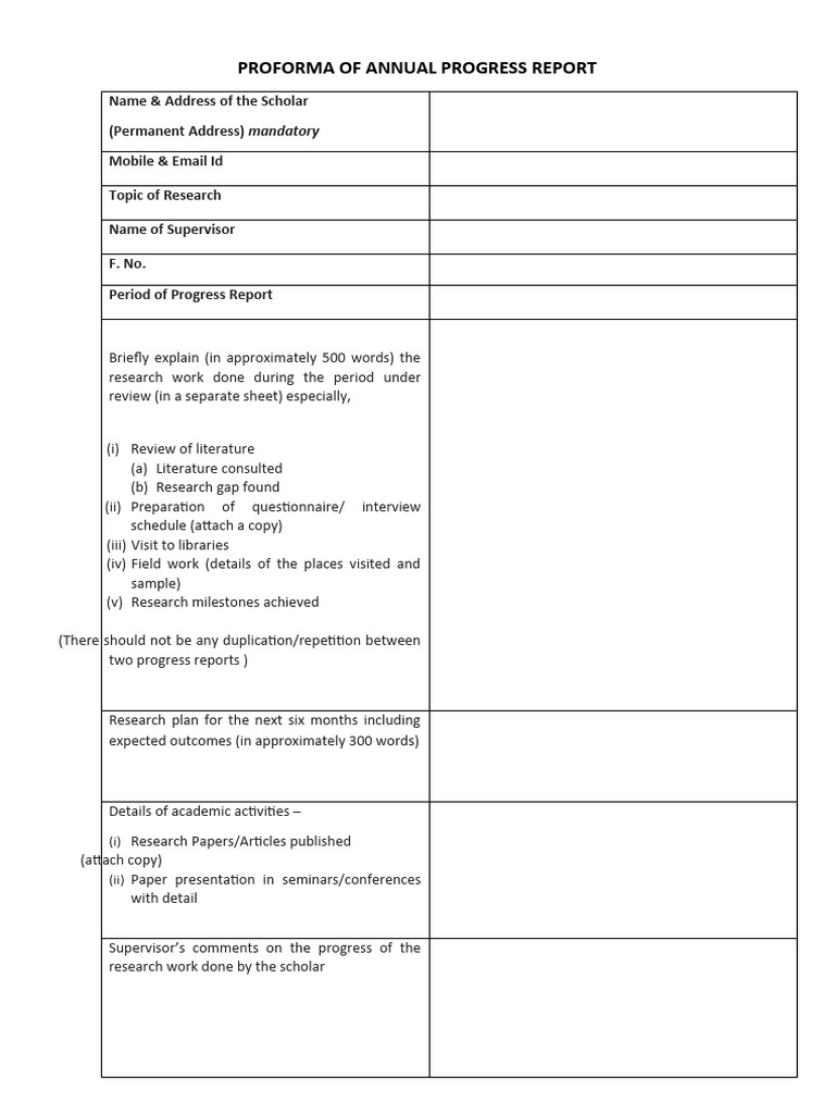 Annual Progress Report Formats First I of 2nd 2017-18 Rs | PDF