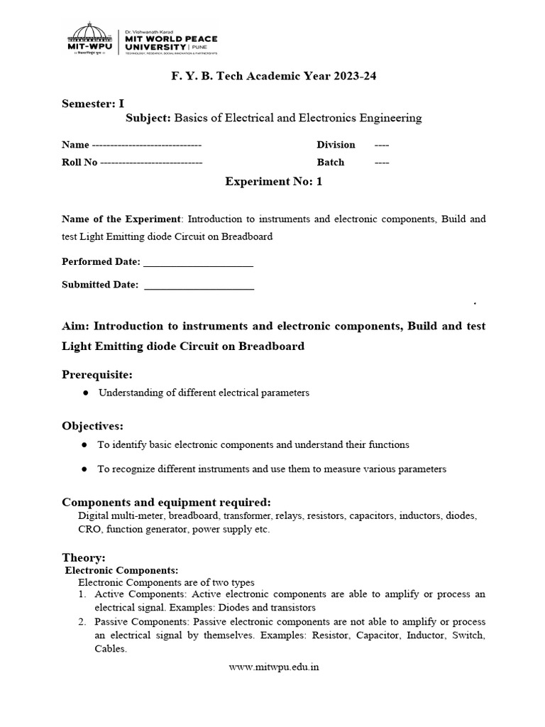 Basics of Electrical Engineering Lab | PDF | Capacitor | Inductor