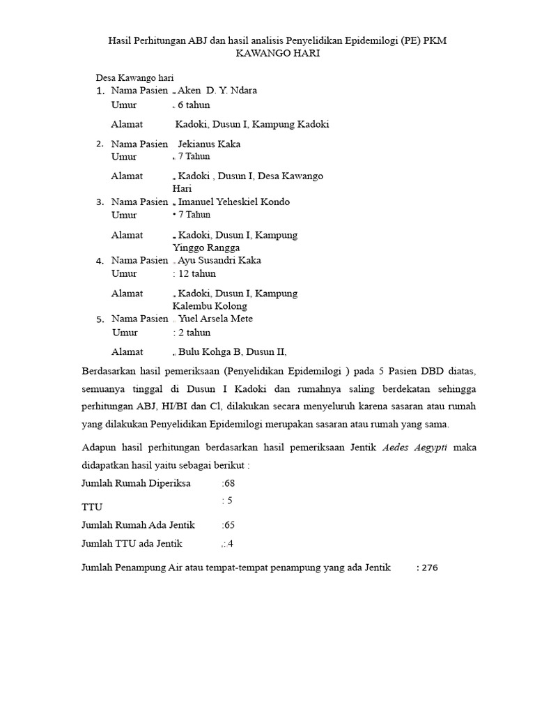 Hasil Perhitungan ABJ DBD di Kawango | PDF
