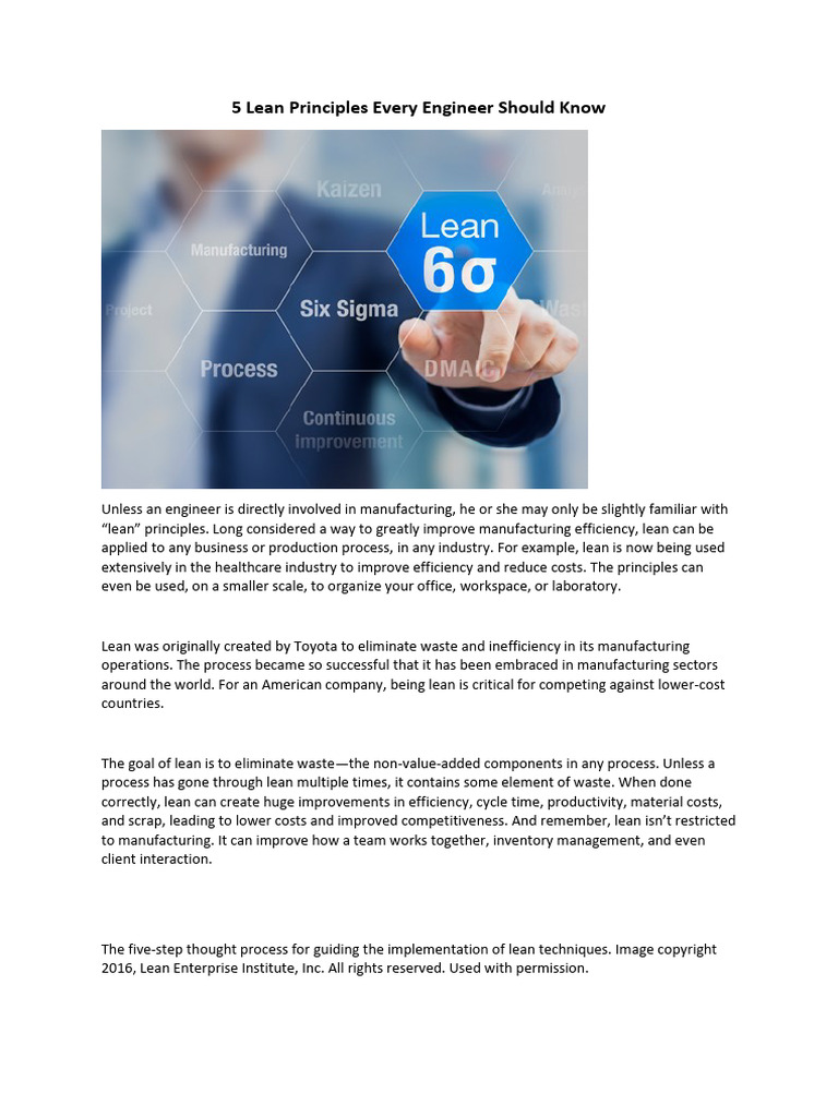 5 Lean Principles Every Engineer Should Know | PDF | Lean Manufacturing ...