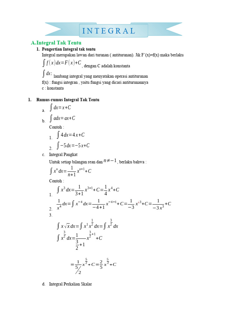 Materi Daring (Integral Tak Tentu) | PDF