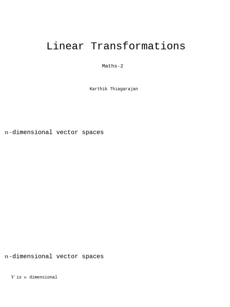 Understanding Linear Transformations | PDF | Basis (Linear Algebra) | Mathematical Analysis