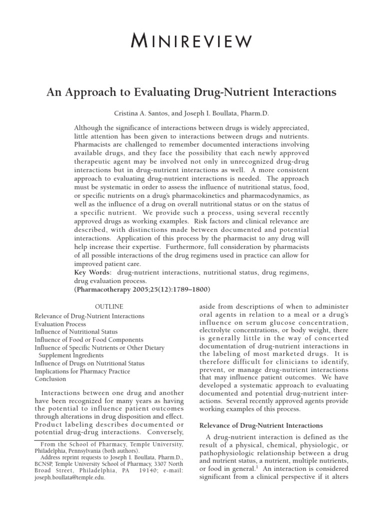 An Approach To Evaluating Drug-Nutrient Interactions | PDF | Bioavailability | Epidermal Growth ...