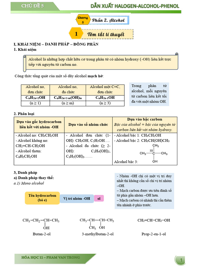 (TỜ 28) ĐB. Chương 5. Phần 2. ALCOHOL | PDF