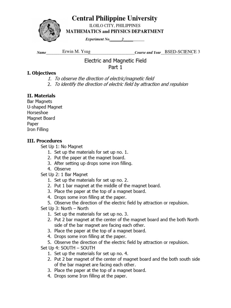 Electric and Magnetic Field - LAB 2 | PDF | Magnet | Magnetic Field