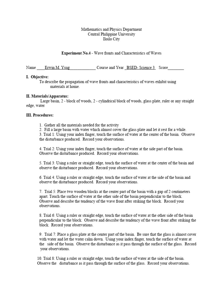Wave and Optics LAB 4 | PDF | Waves | Wavelength