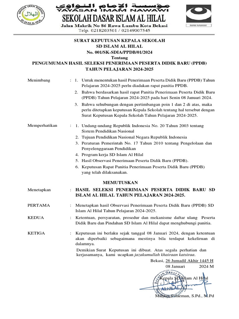 001 SK Observasi PPDB | PDF