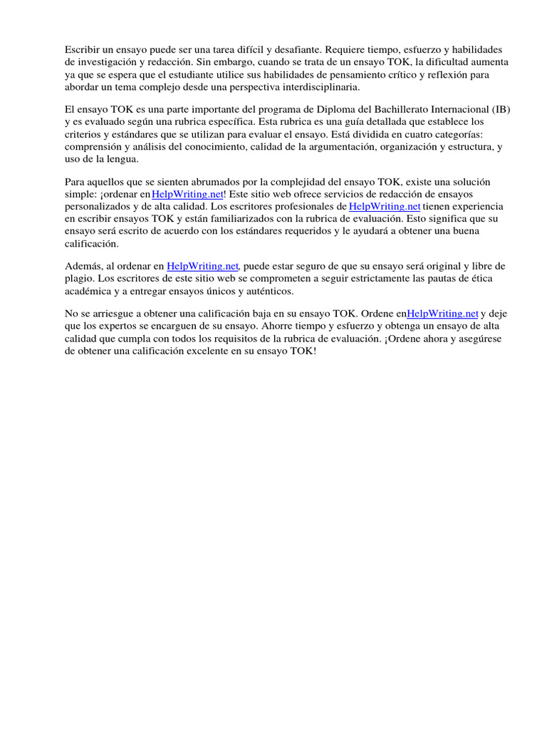 Rubrica para El Ensayo Tok | PDF | Ensayos | Conocimiento procedimental