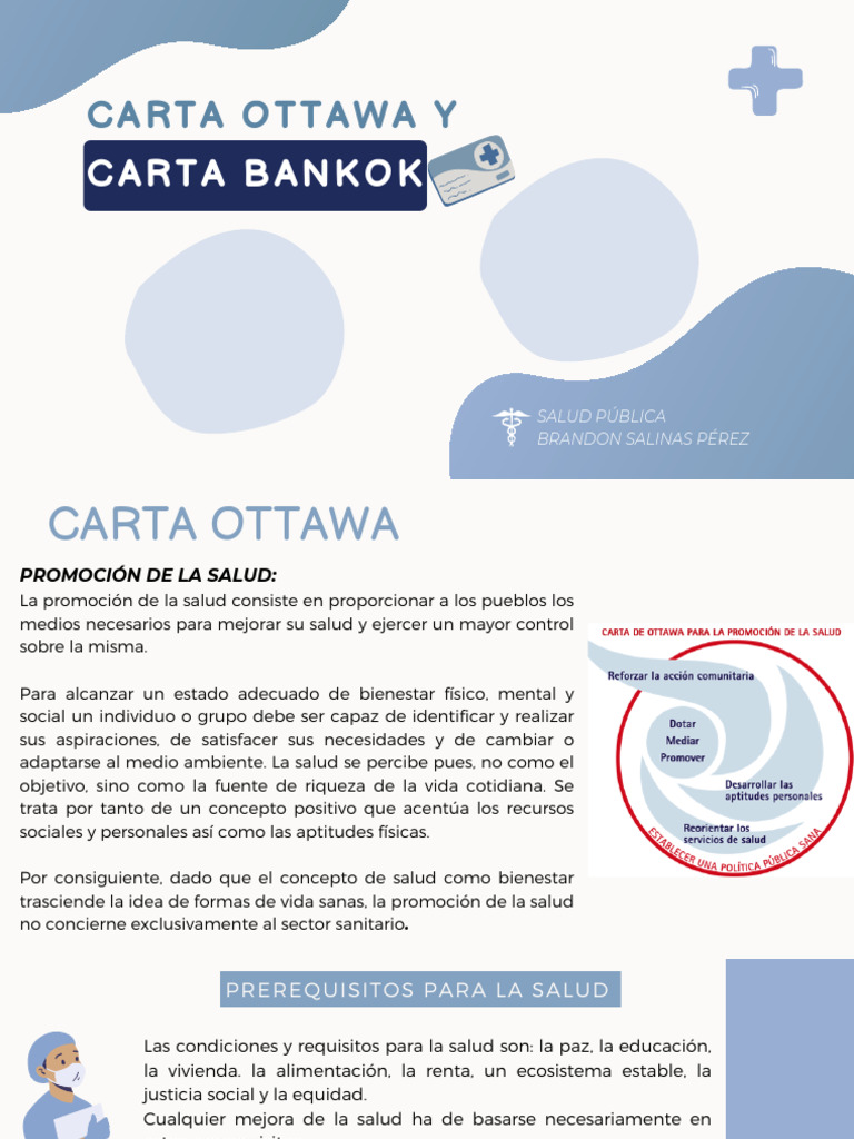 Carta de Ottawa y Bangkok | PDF | Promoción de la salud | Salud pública