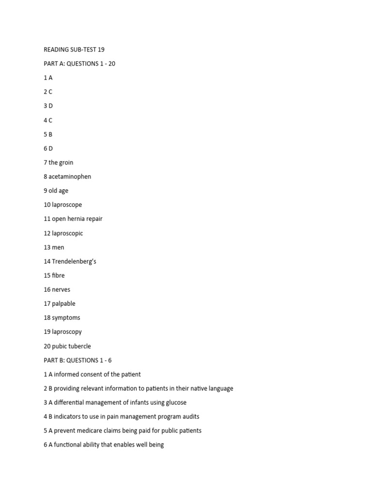 OET Reading Answers: Hernia Focus | PDF