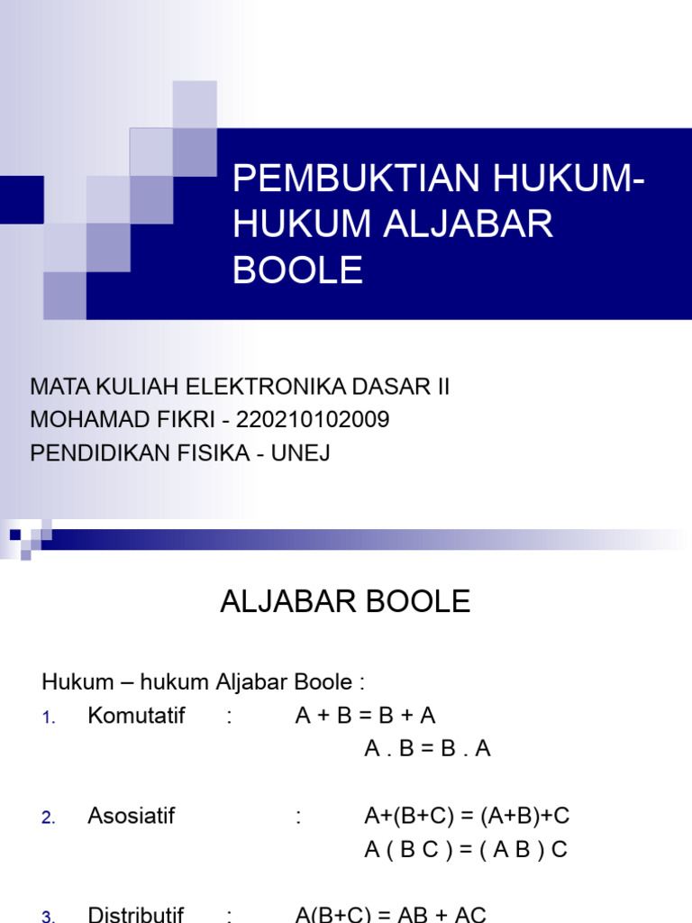 Pembuktian Hukum-Hukum Aljabar Boole | PDF