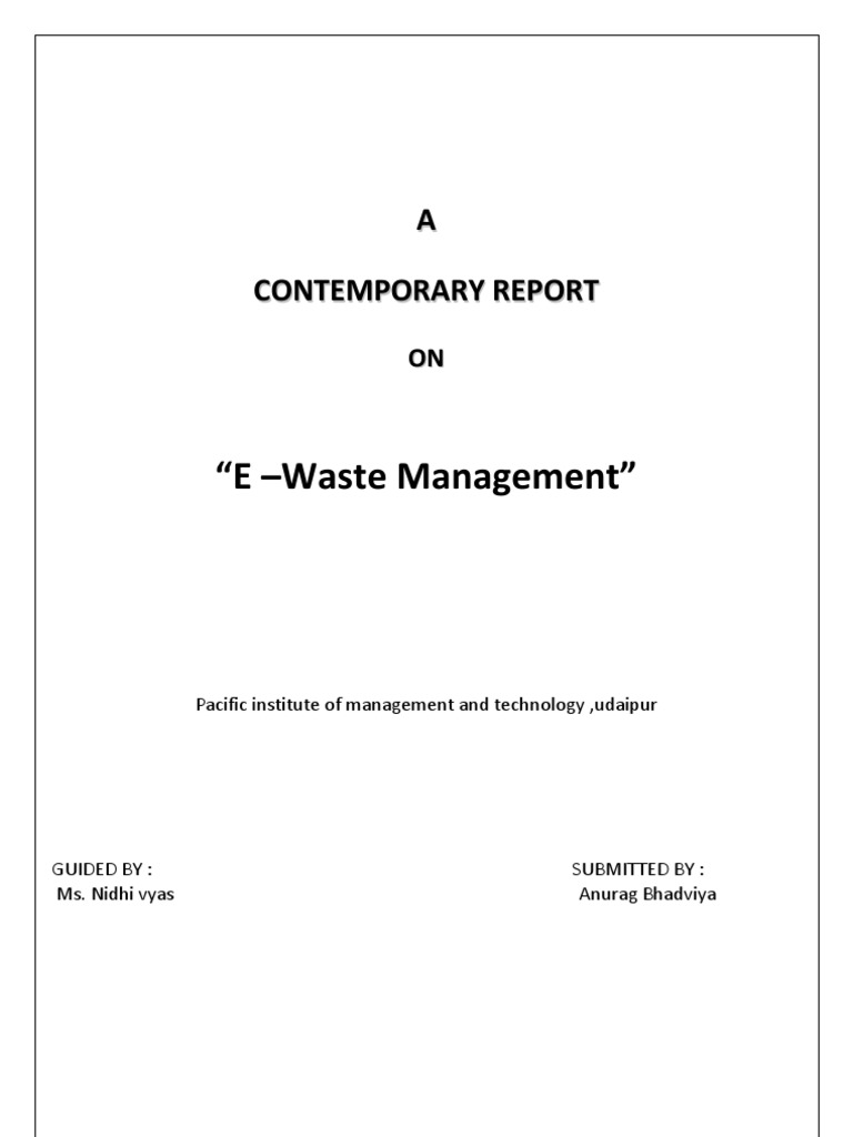 E-Waste Management Report | PDF | Electronic Waste | Incineration