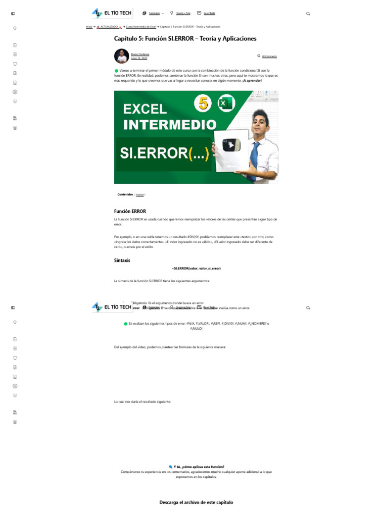 ? Capítulo 5_ Función SI.erroR en Excel, Teoría y Ejemplos | PDF