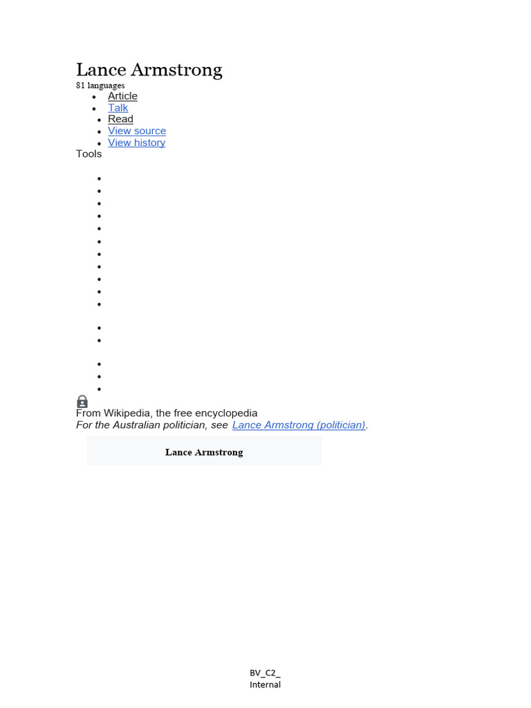 Lance Armstrong | PDF | Cycle Racing