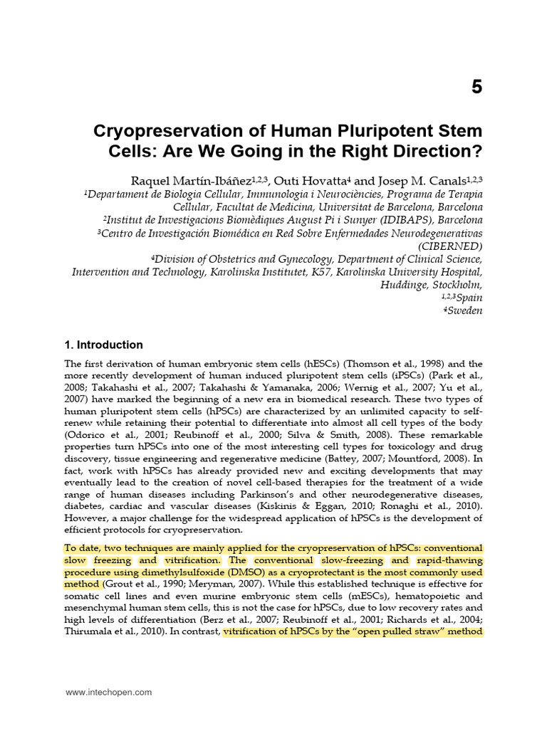 06-Cryopreservation of Stem Cells | PDF | Apoptosis | Embryonic Stem Cell