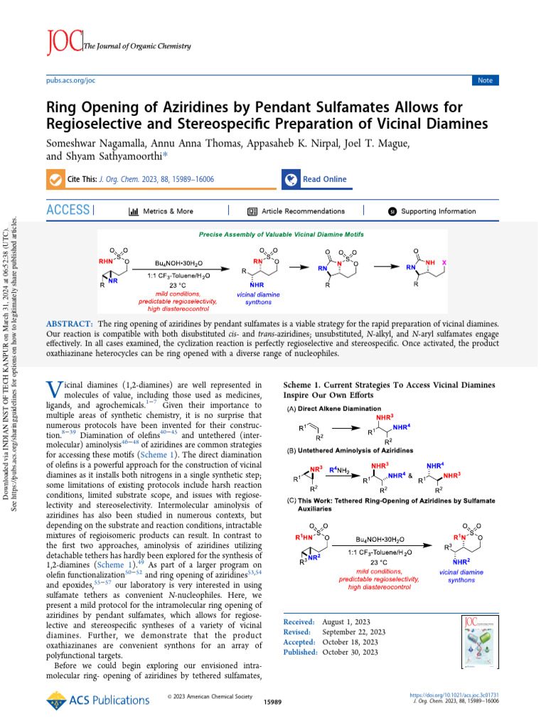 J. Org. Chem. 2023, 88, 22, 15989-16006 | PDF | Alkene | Chemical Reactions