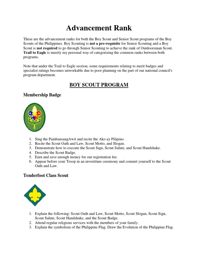 Advancement Rank: Boy Scout Program | PDF | Scouting | Natural Environment