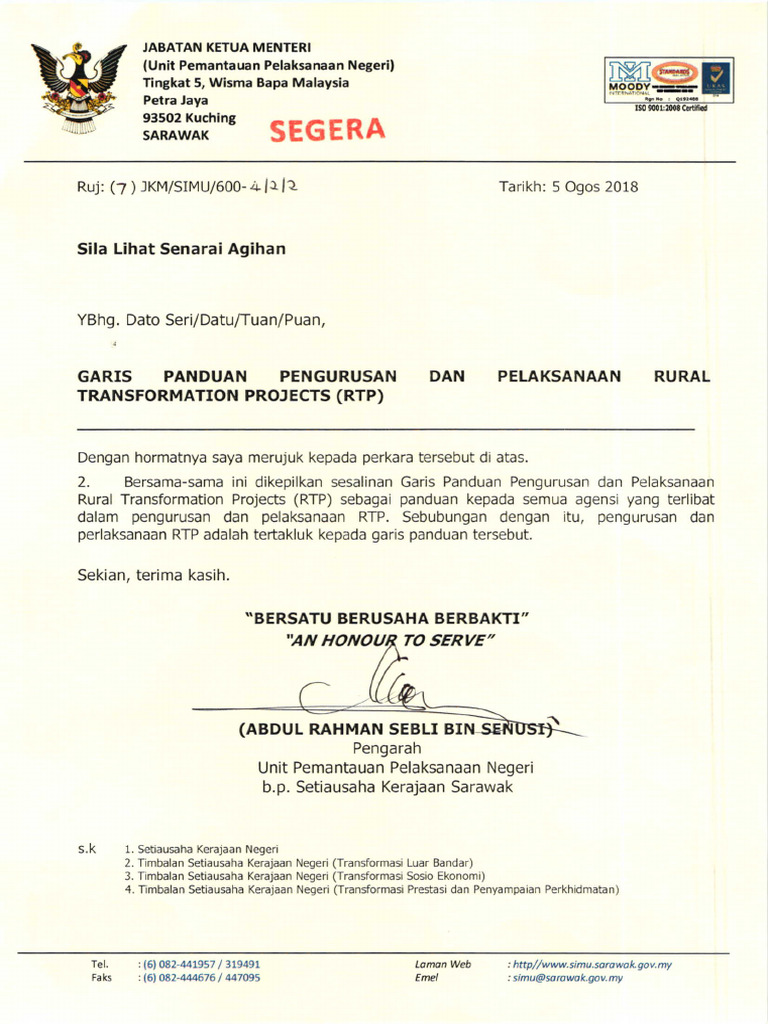 SS Circular No. 4 (2018) - Garis Panduan Pengurusan Pelaksanaan RTP | PDF