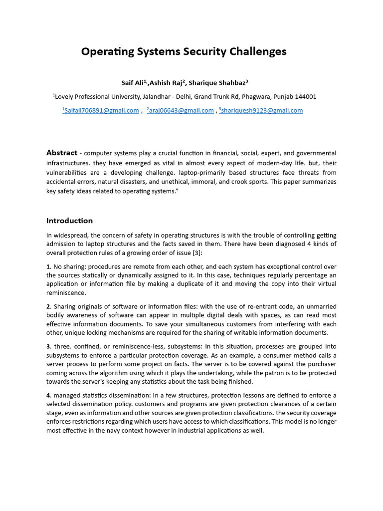 Operating System Term Paper | PDF | Information Security | Operating System