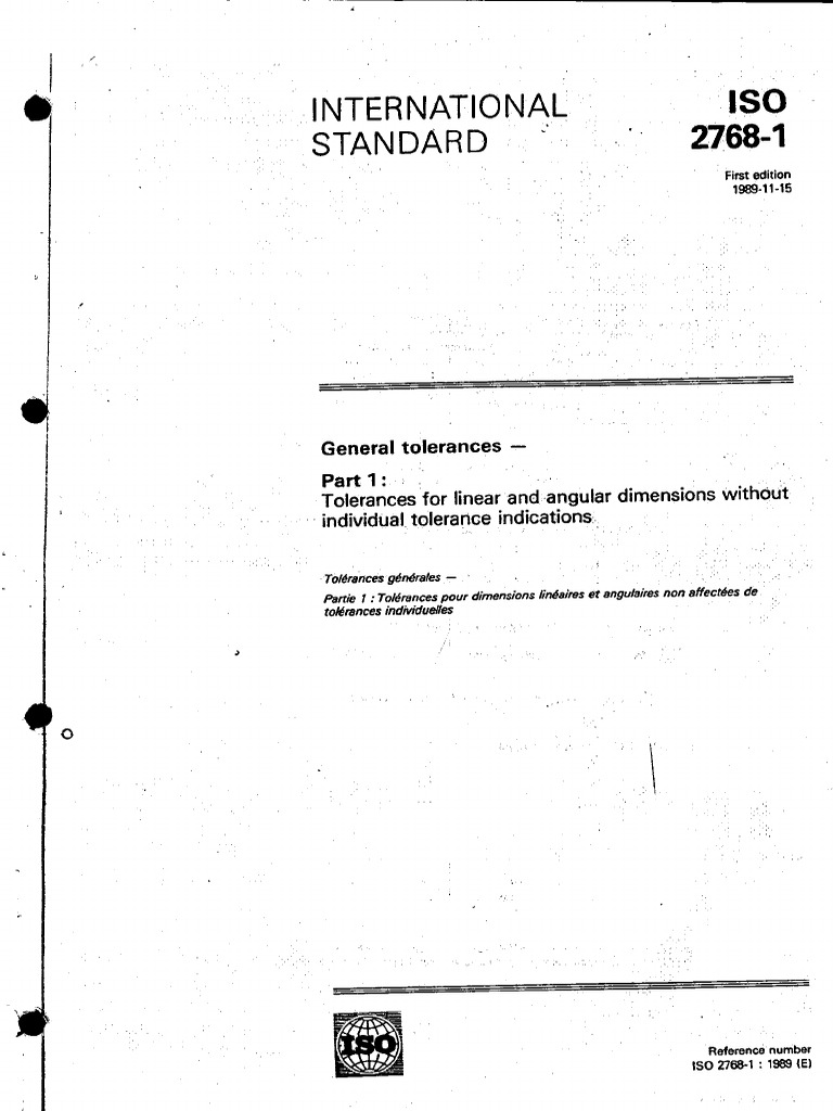 KS B ISO 2768-1 - 1989 General Tolerances - Part 1 - Tolerances For Linear and Angular ...