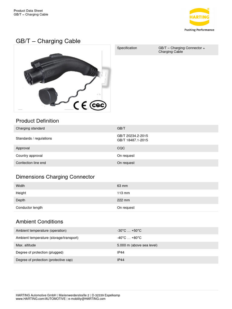 GB/T - Charging Cable: Product Definition | PDF | Electrical Connector ...