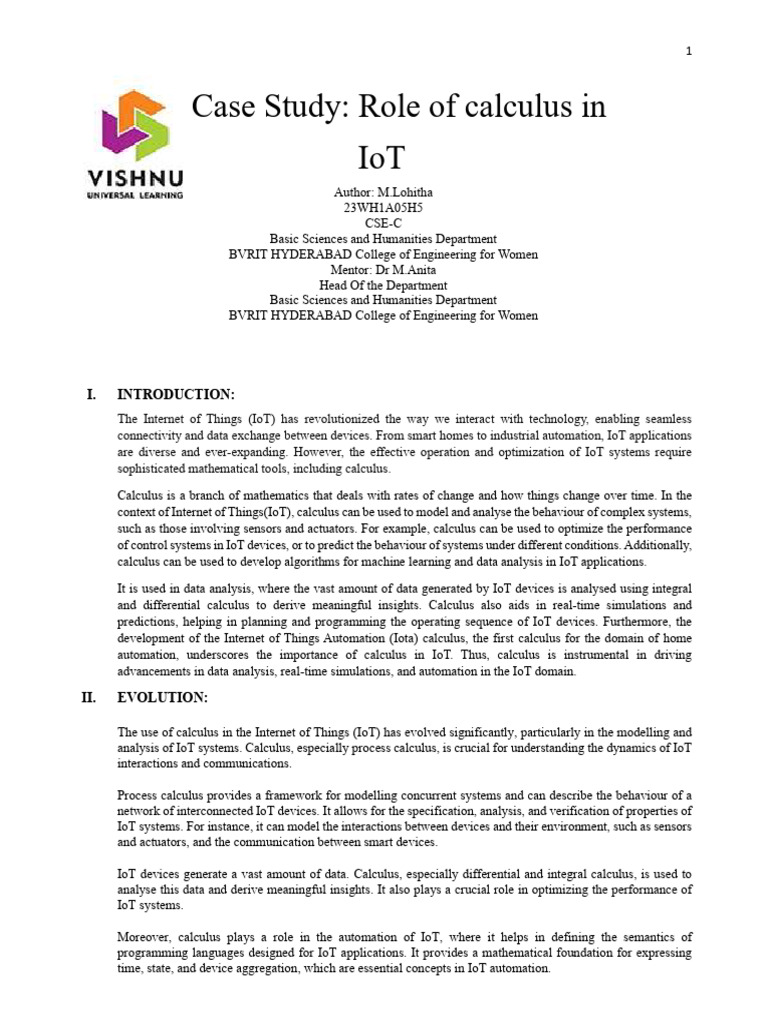 Calculus In Iot Pdf Internet Of Things Mathematical Optimization