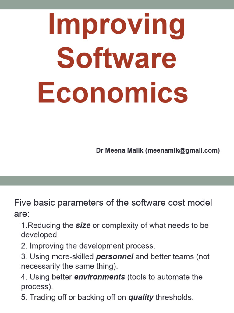 Lect5 ImprovingSoftwareEconomics | PDF | Product Lifecycle | Object Oriented Programming