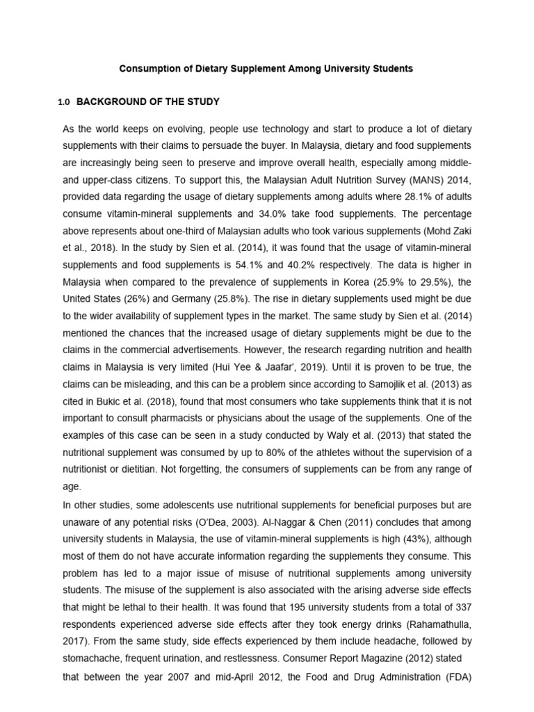 Sample Proposal 2 (Consumption of Dietary Supplement) (20242) | PDF ...