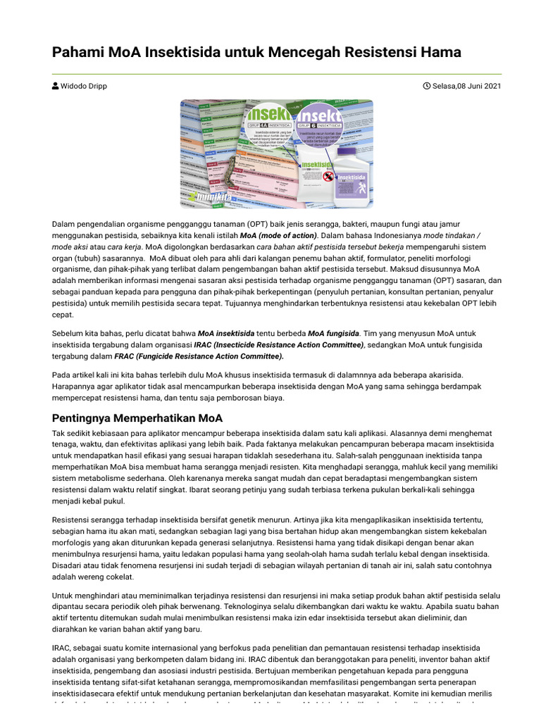Pahami MoA Insektisida Untuk Mencegah Resistensi Hama | PDF | Sains & Matematika