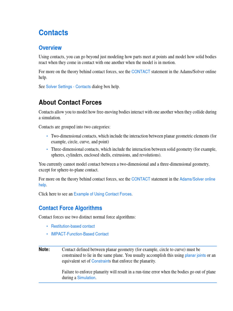 Building Models Contacts | PDF | Friction | Force