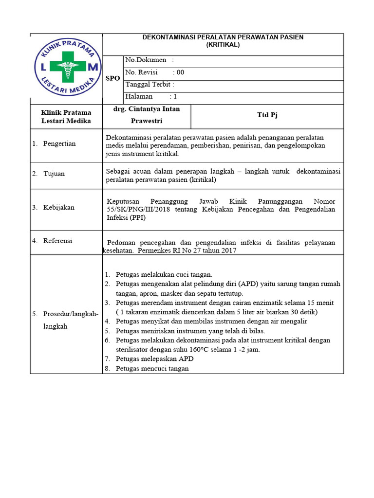 DEKONTAMINASI PERALATAN Kritikal | PDF