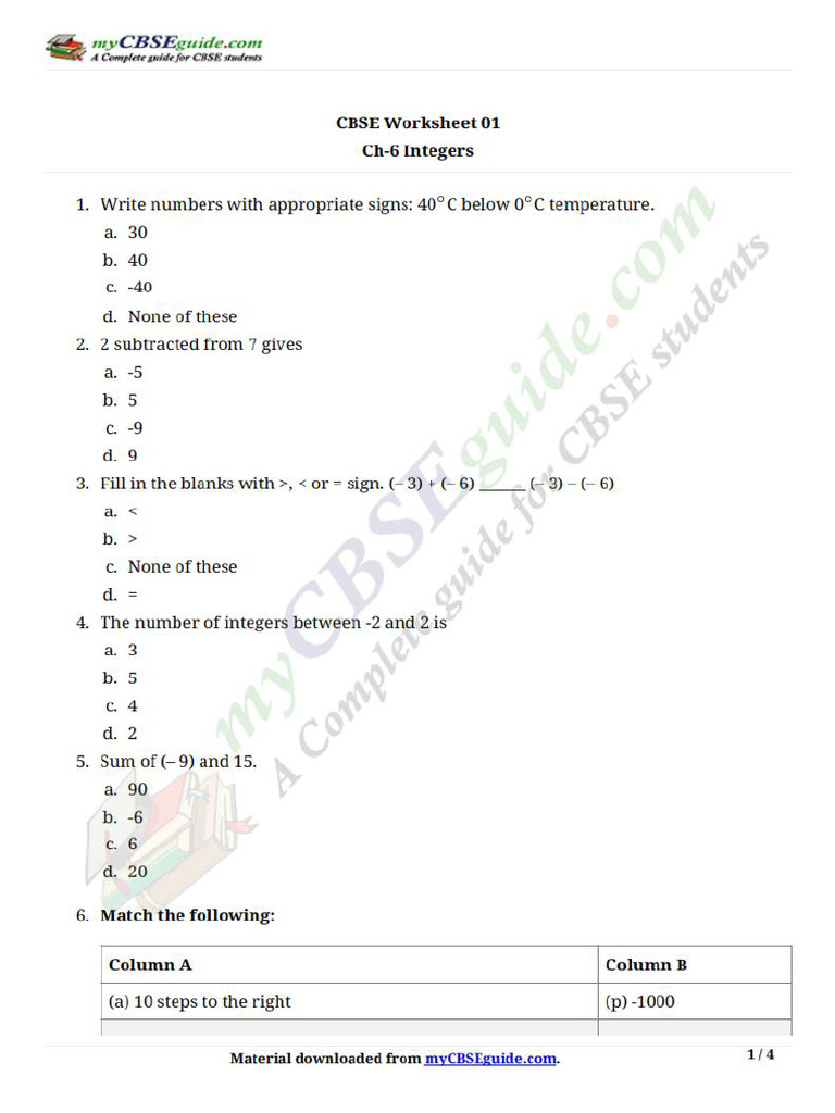 6 Math Ws ch6 1 | PDF