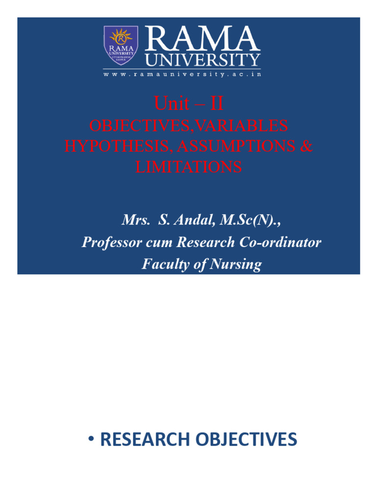 Objective Assumption Limitations | PDF | Hypothesis | Statistics