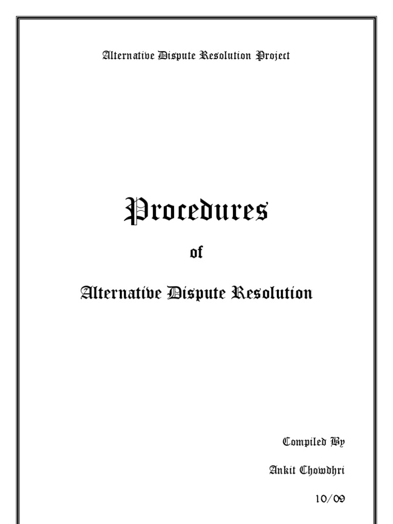 Procedures of Alternate Dispute Resolution | PDF | Alternative Dispute ...