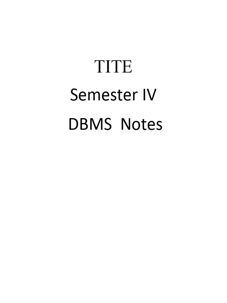 Dbms Notes Sem 4 | PDF
