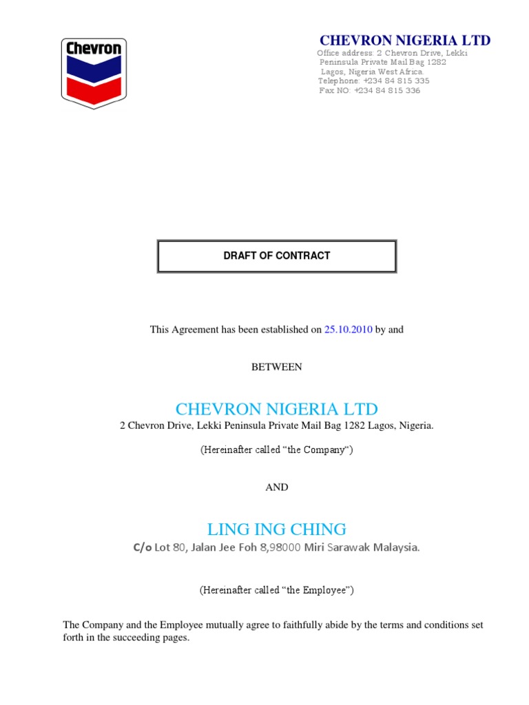 Contract Terms | PDF | Employment | Chevron Corporation