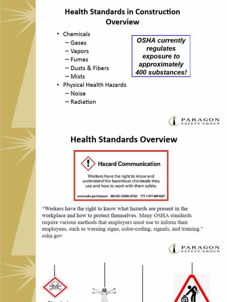 OSHA Health Standards in Construction | PDF | Self-Improvement | Wellness