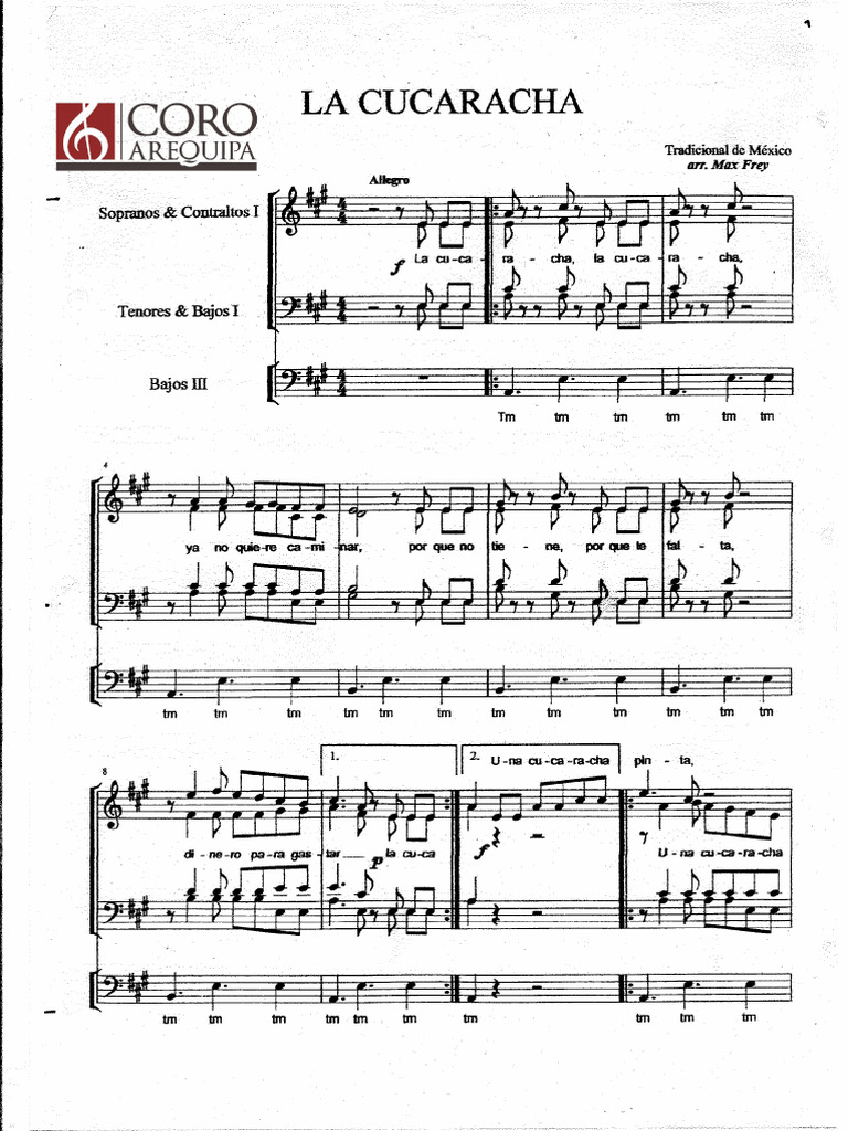 La Cucaracha Coro Aqp | PDF