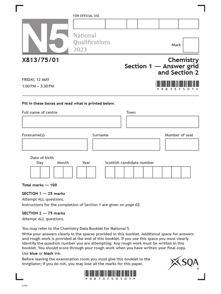 N5 Chemistry Section2 2023 | PDF | Phosphoric Acid | Radioactive Decay